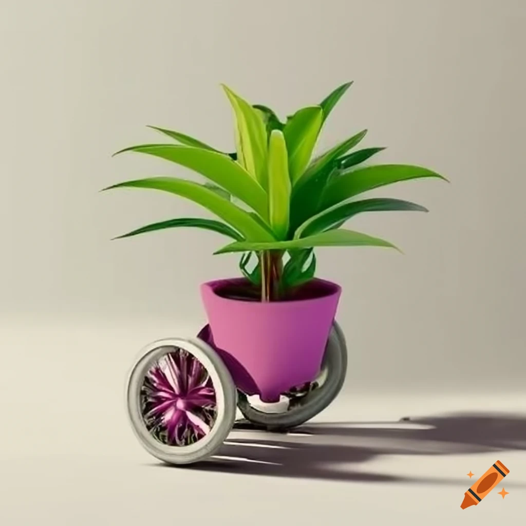 Pot plant with 4 wheels on Craiyon