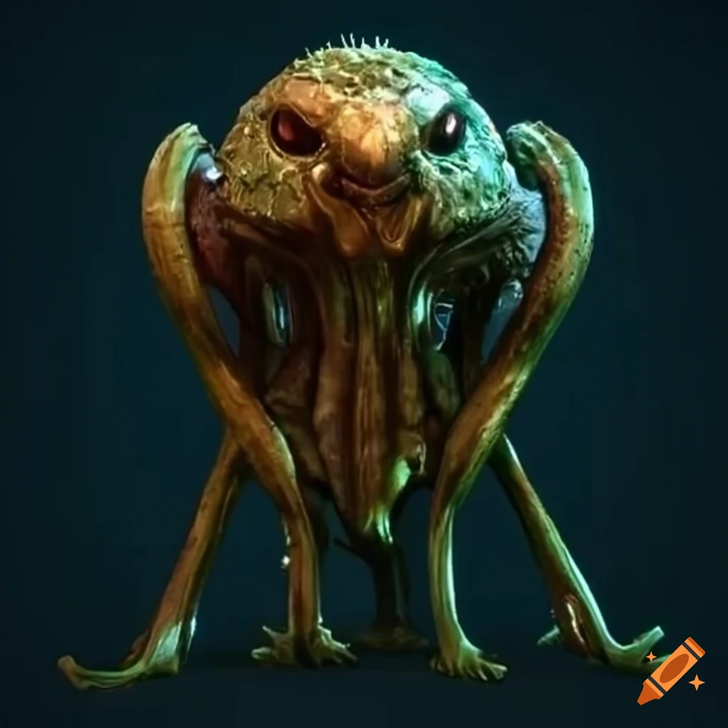 Extraterrestrial creature with multiple appendages and numerous eyes