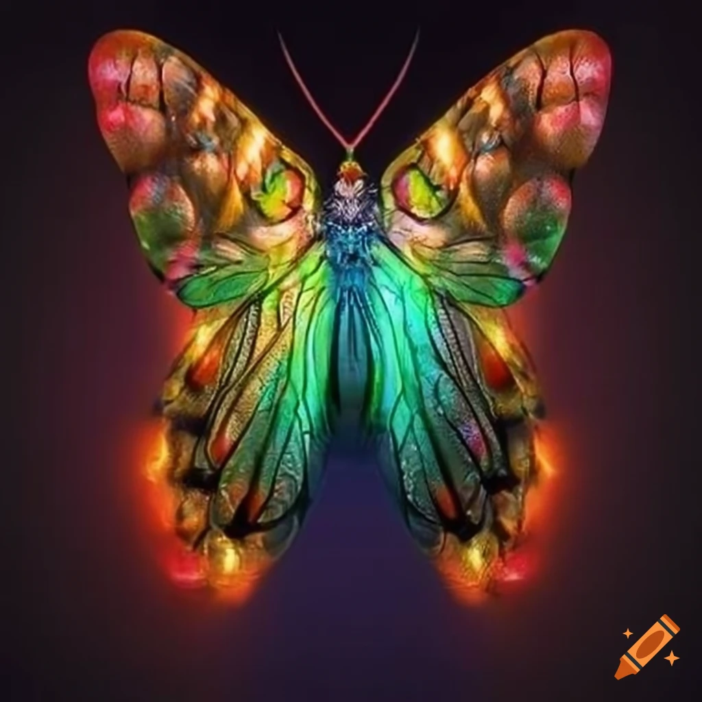 Realistic buterfly surealiste lumineux soyeux motifs fantaisistes on ...