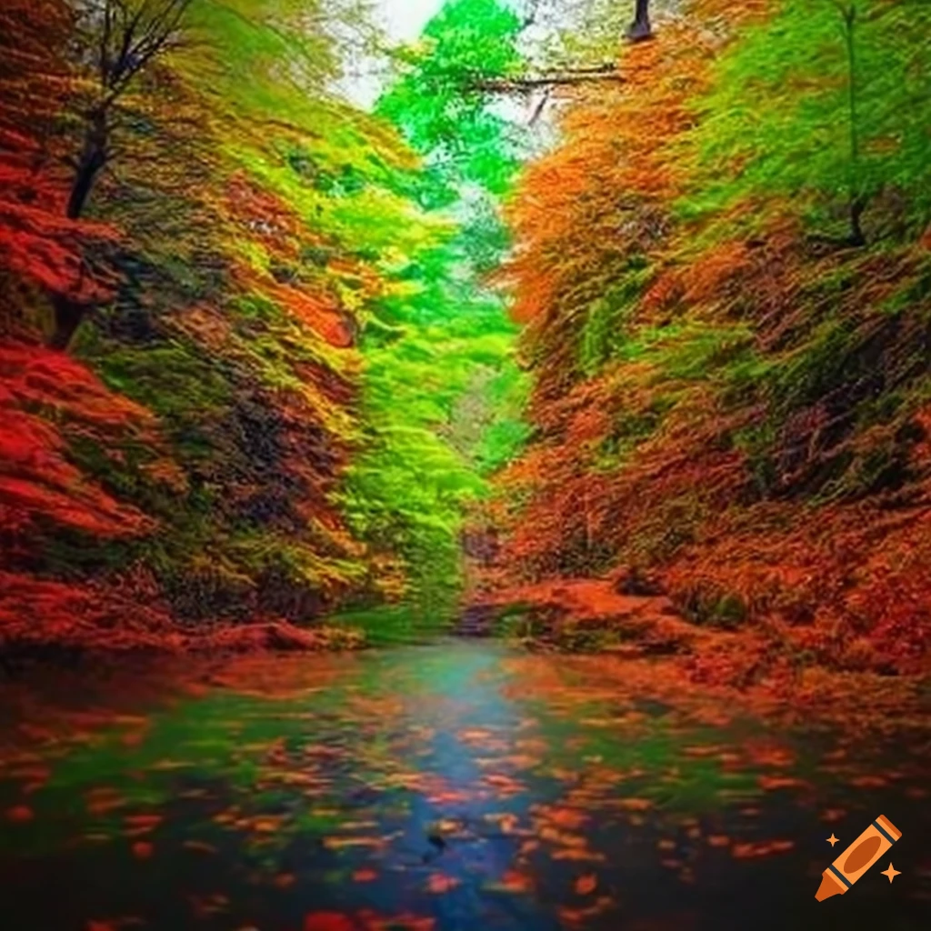 Red, yellow and green vibrant planet environment on Craiyon