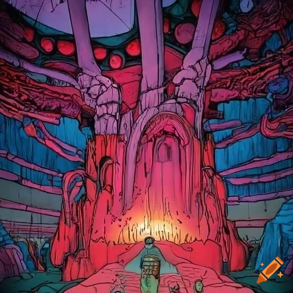 Pink and red moebius bio engine art