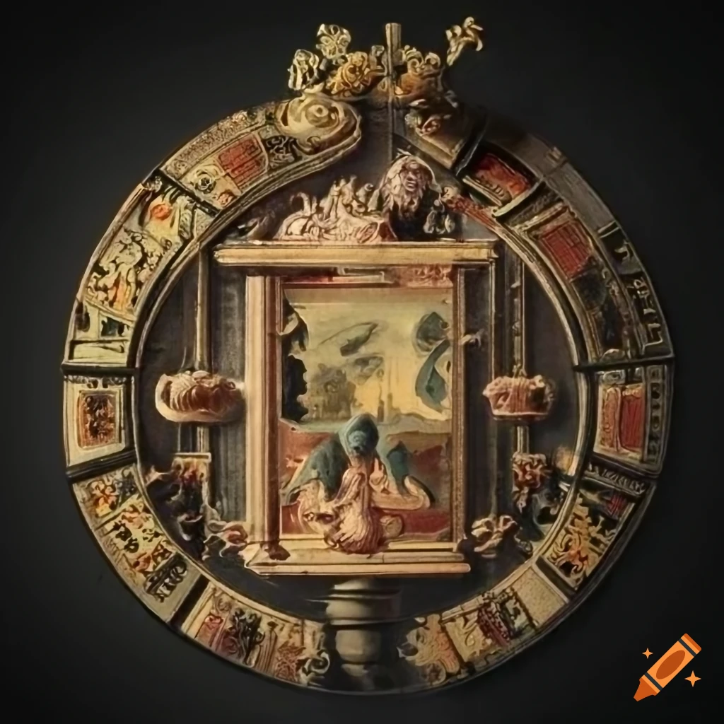 A collage of key symbols representing renaissance, enlightenment ...