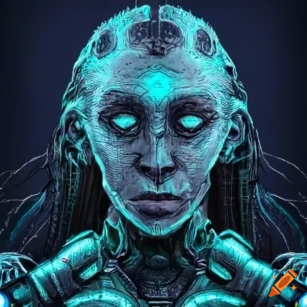 Shodan from system shock in cyberpunk look on Craiyon