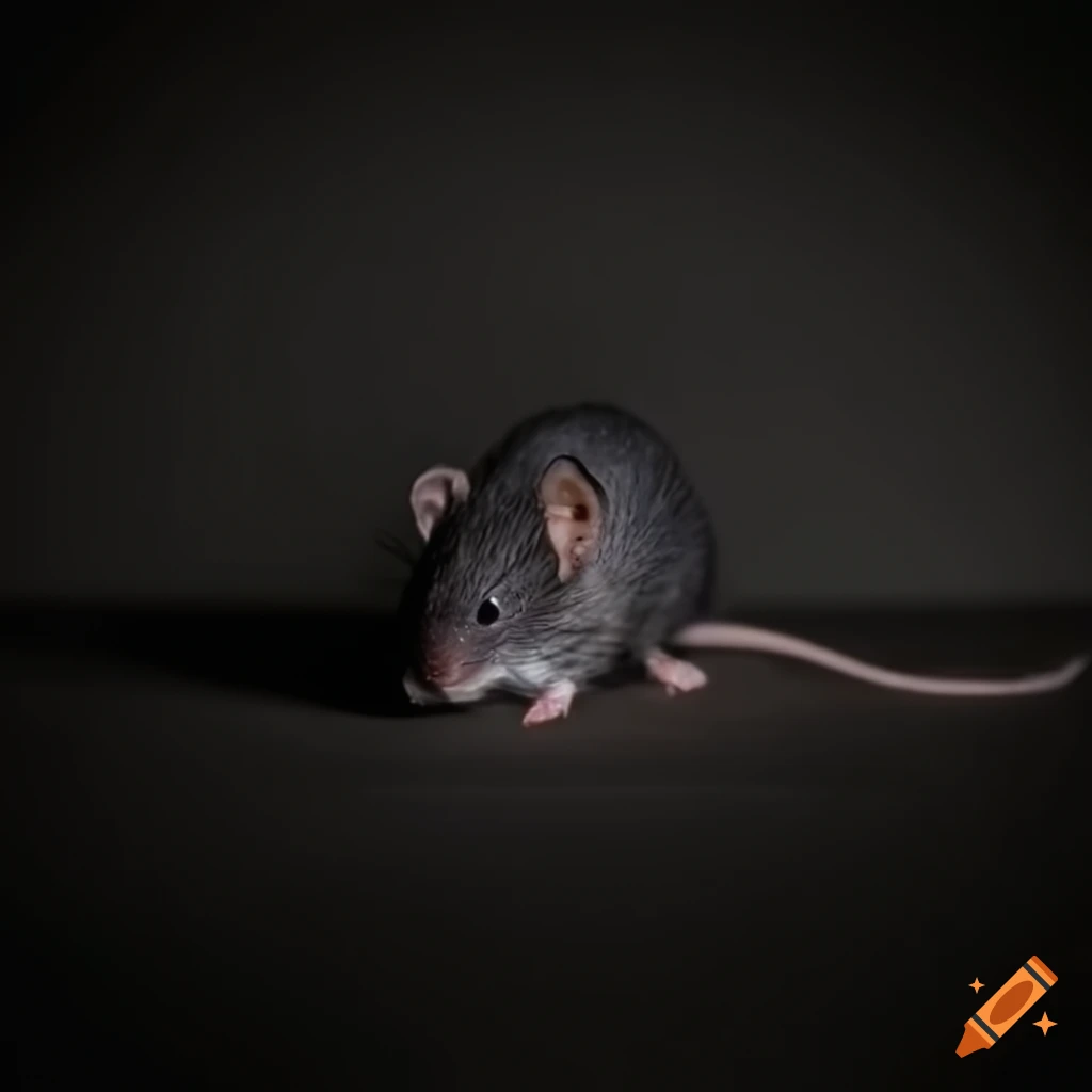A mysterious gray mouse with intense gaze