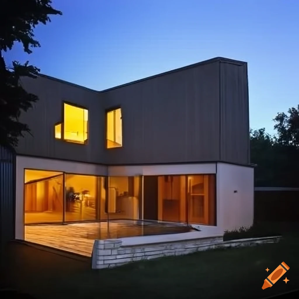 Modern house, architecture, exterior, front, left, right, behind ...