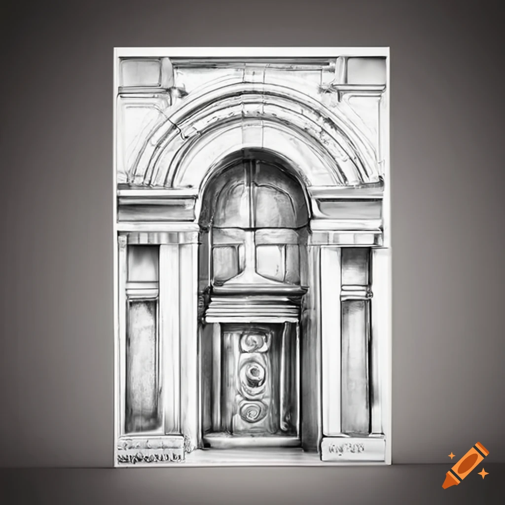 Roman door printed on faces of stainless steel cube side table on Craiyon