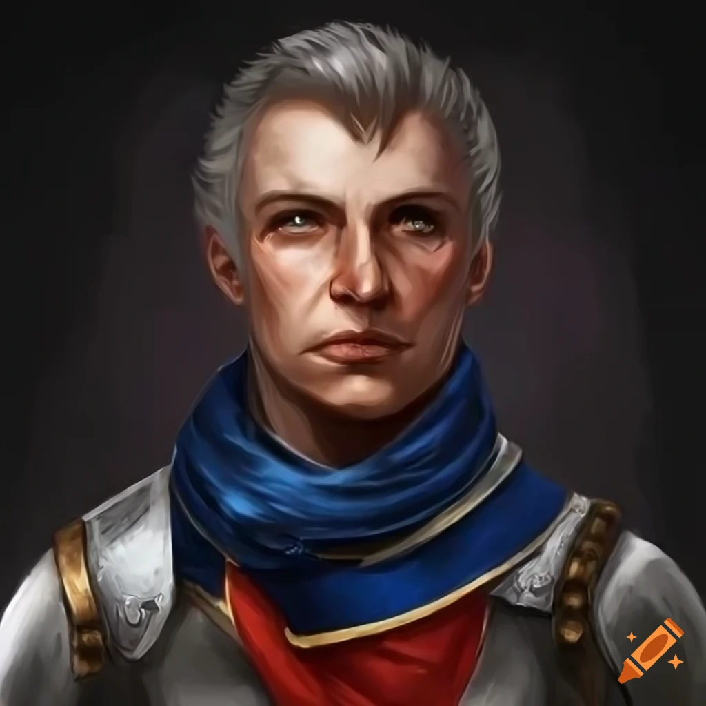 Guard, man, blue sash, armor, character portrait, portrait