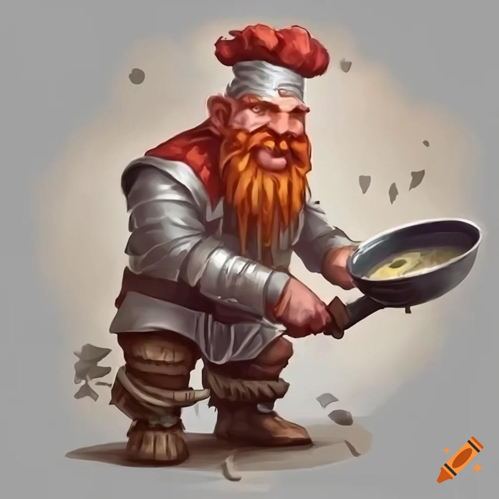 Dwarf chef frying pan dnd on Craiyon