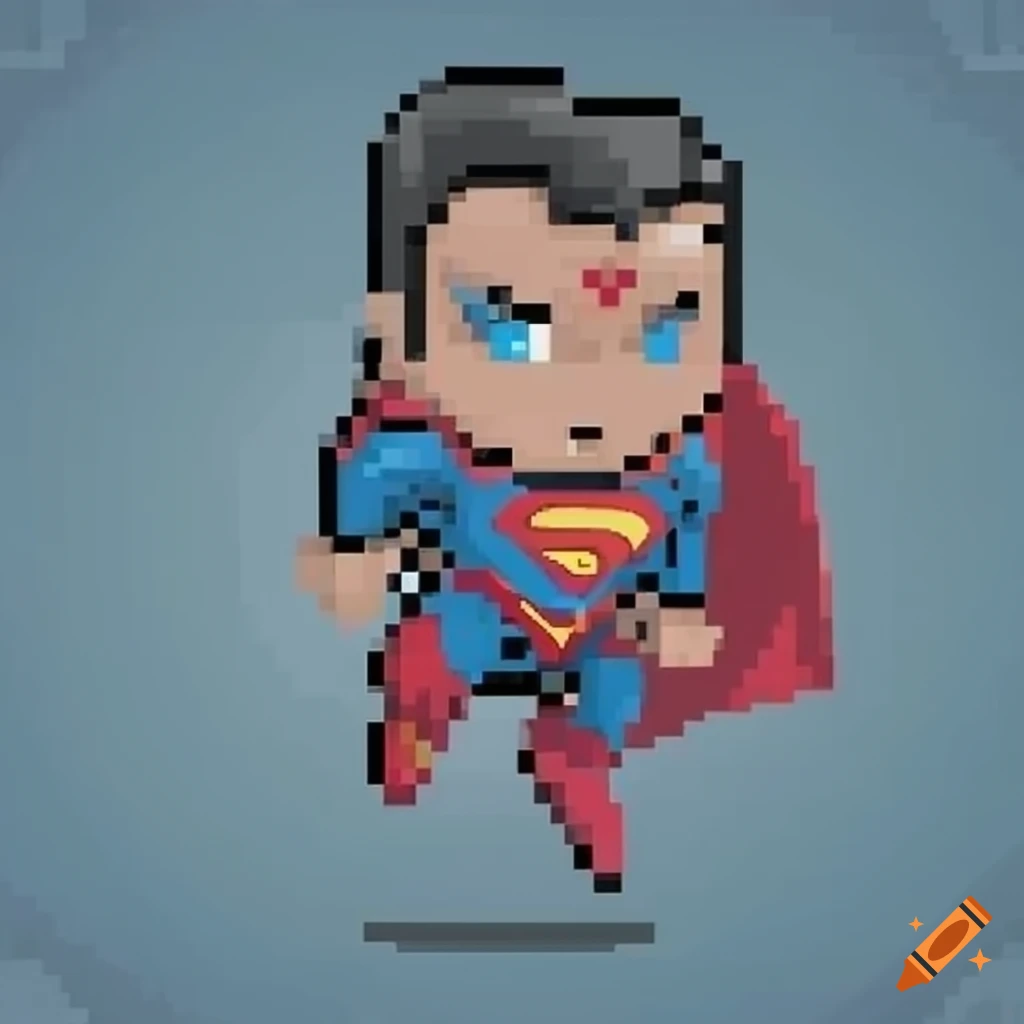 Superman pixel art on Craiyon