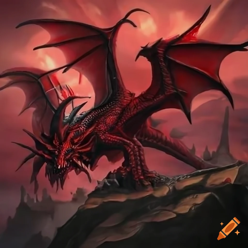 Colossal fantasy red dragon