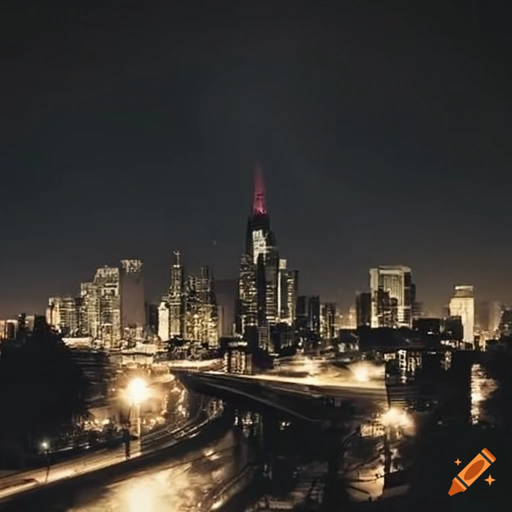 Midnight city without lights on Craiyon