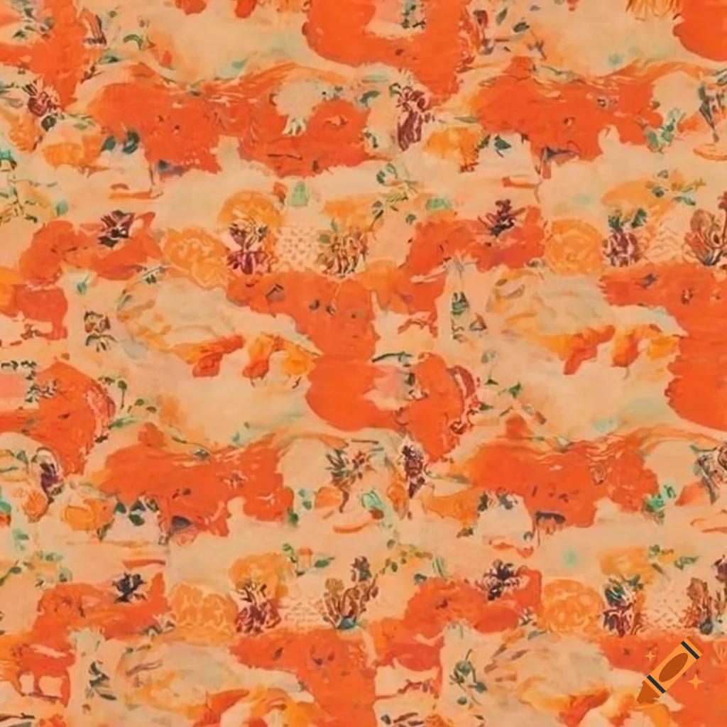 Orange textile repeat print in the style of sorolla