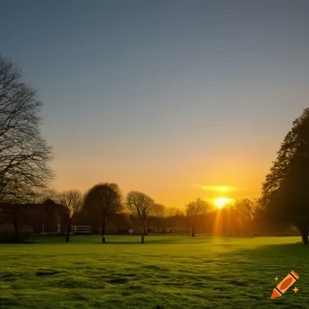Knighton park, leicester, england at sunset on Craiyon