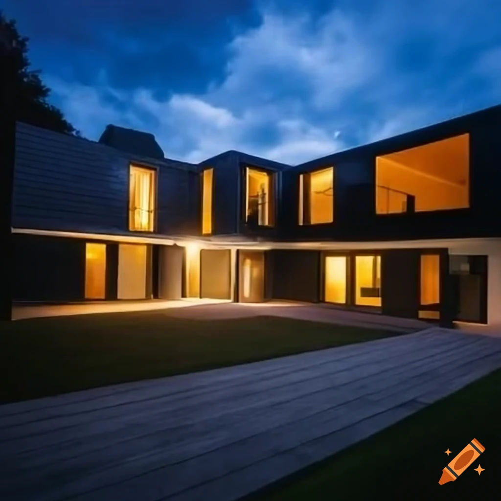 Modern house, architecture, exterior, front, left, right, behind ...