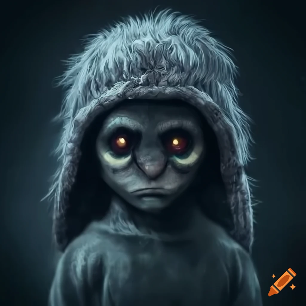 Very cute kid monster in dark, 4k, highly detailed