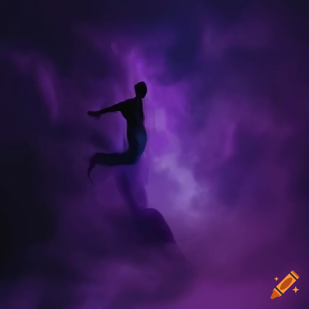 Person falling into a dark abyss with cold aura with purple and lilac ...