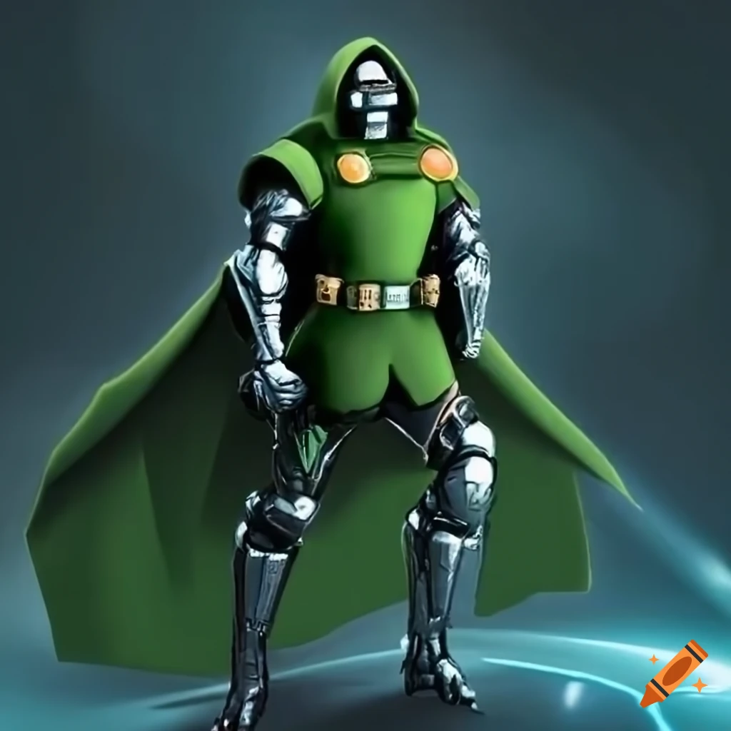 Dr. doom black armor and cape, tron legacy style on Craiyon