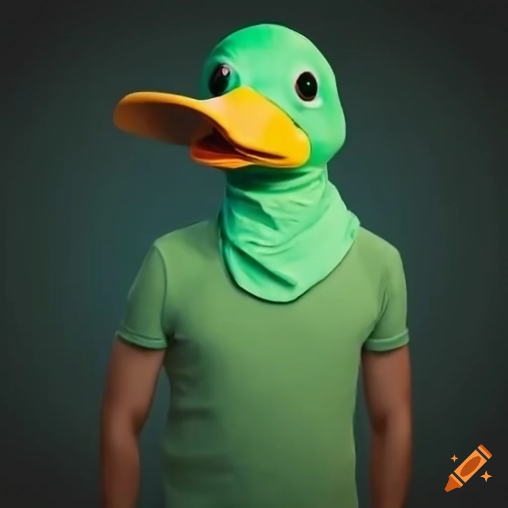 Man with cyan duck mask and yellow beak so angry on Craiyon