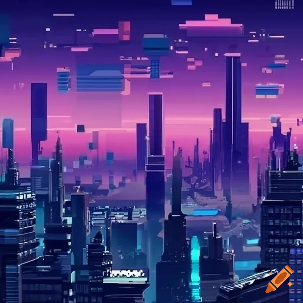 Futuristic pixel city