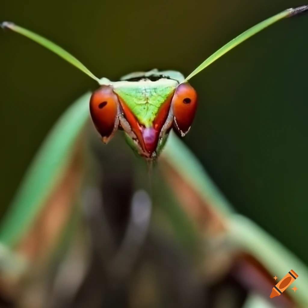 Macro of an armored praying mantis on Craiyon