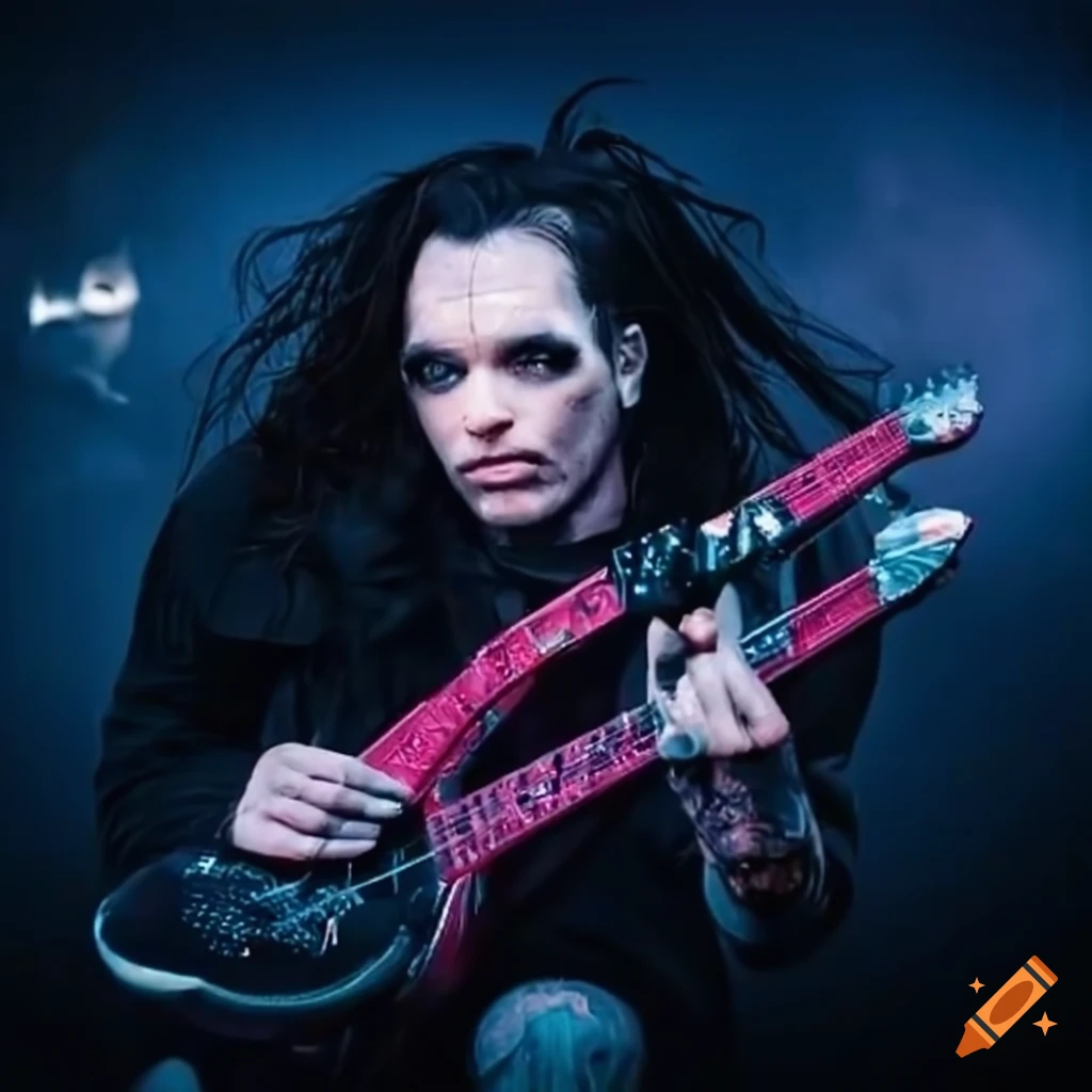 A rock musician headbanging on Craiyon