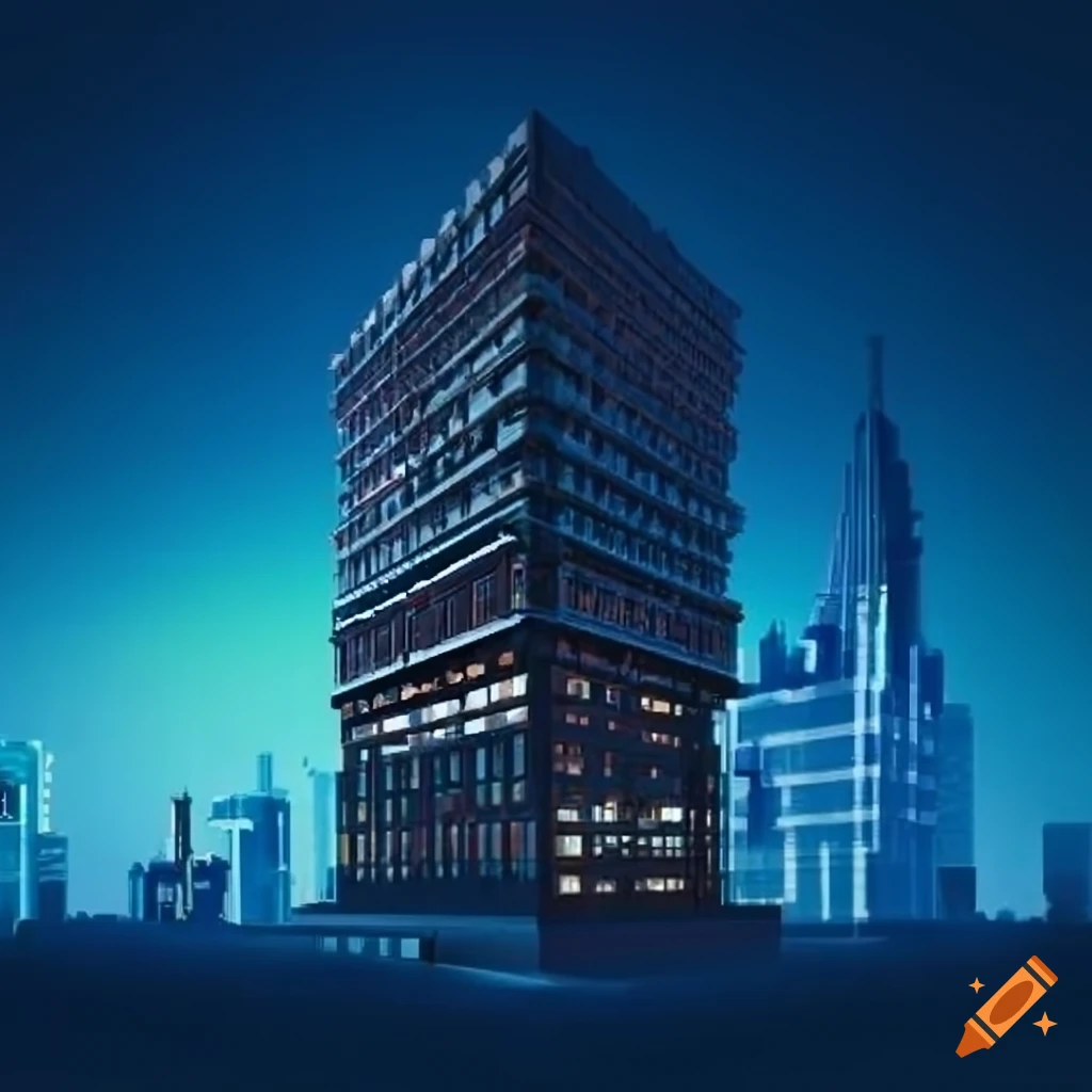 Detailed pixel building on Craiyon