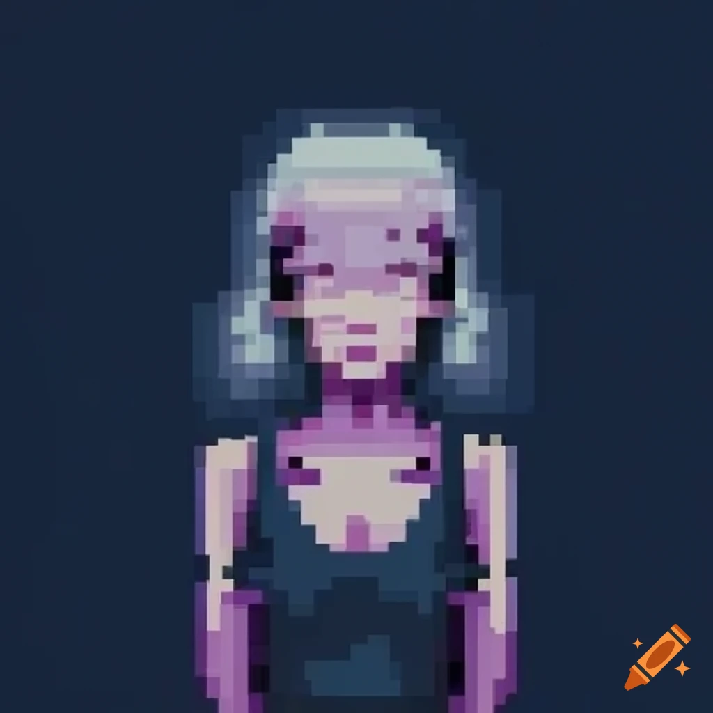 A pixel art girl gazing through a window on Craiyon