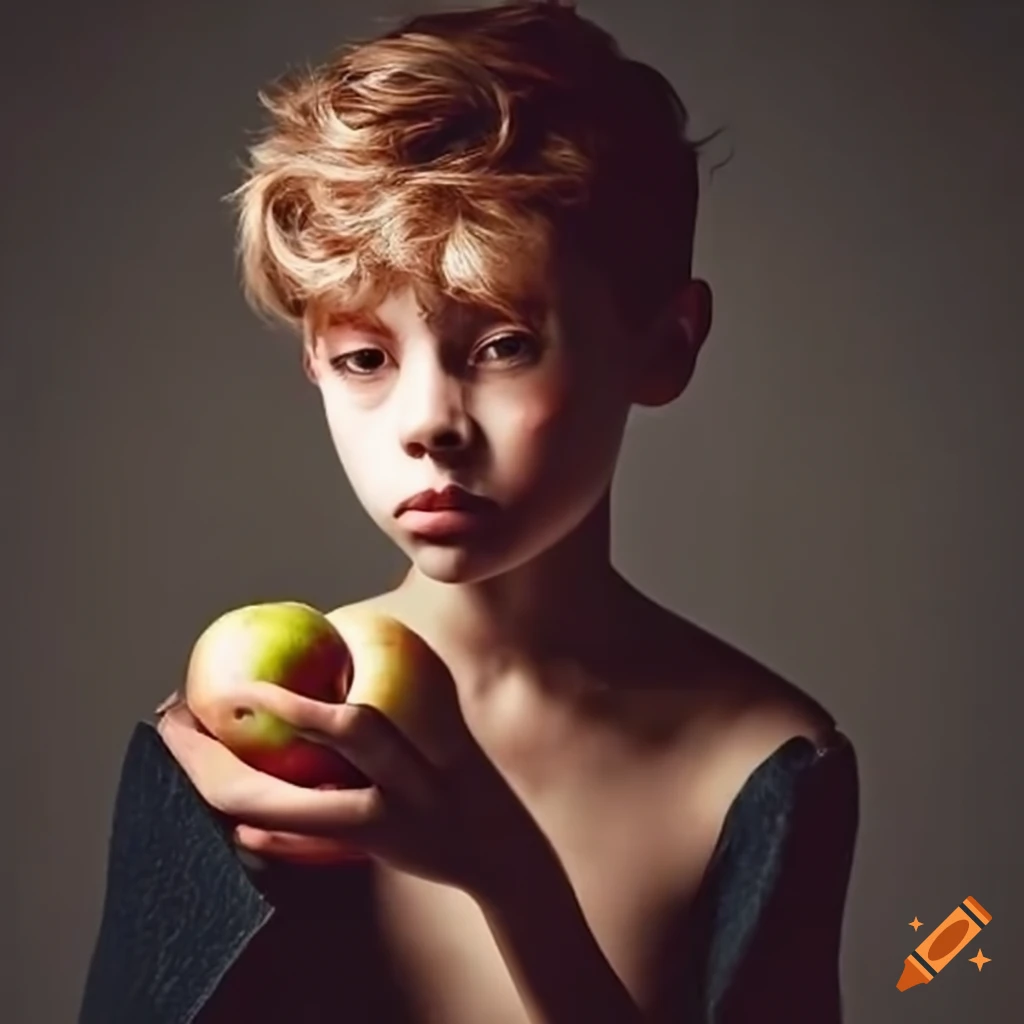 Boy and talking apples on Craiyon