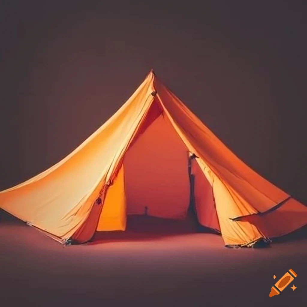 20 orange tents in a room on Craiyon