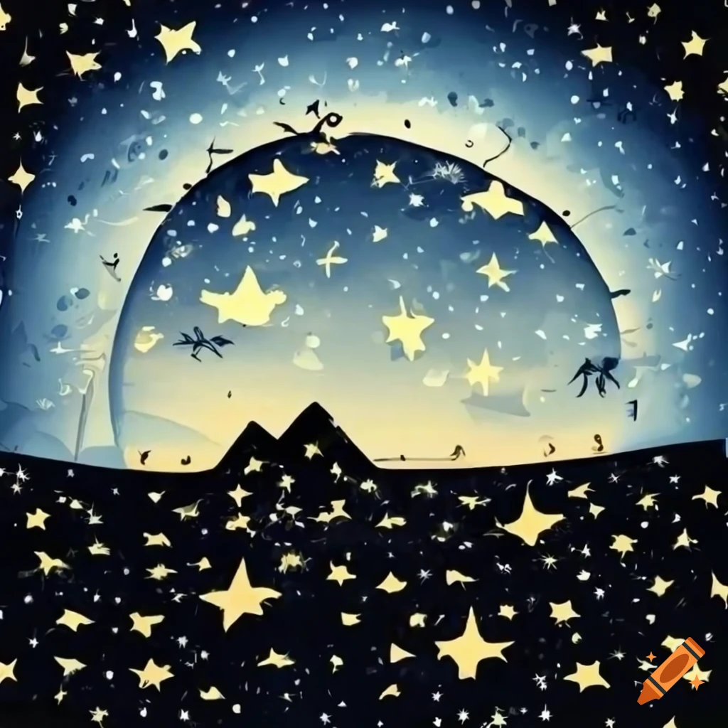 Cute cartoon and star pattern in a landscape orientation on Craiyon