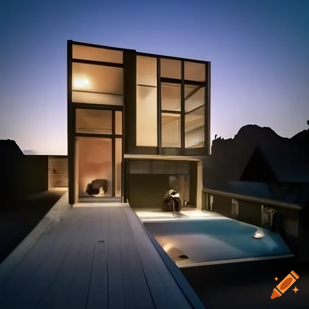 Modern house, architecture, exterior, front, left, right, behind ...