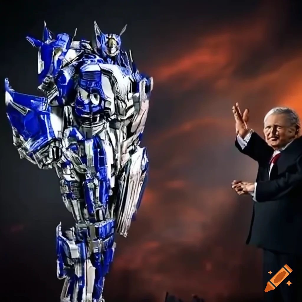 Andres manuel lopez obrador shaking optimus prime hand