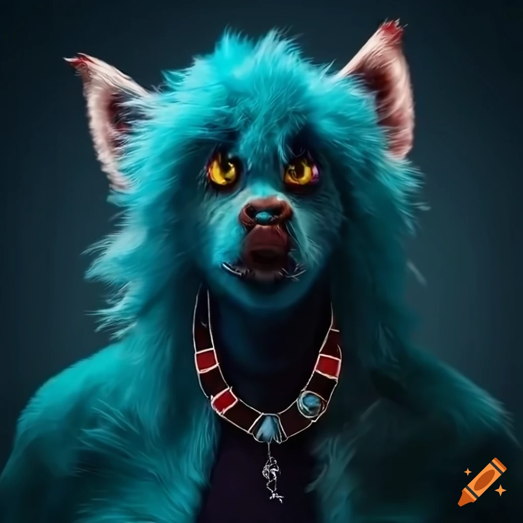 Furry monster with collar, high definition, ultra detailed, anime style ...