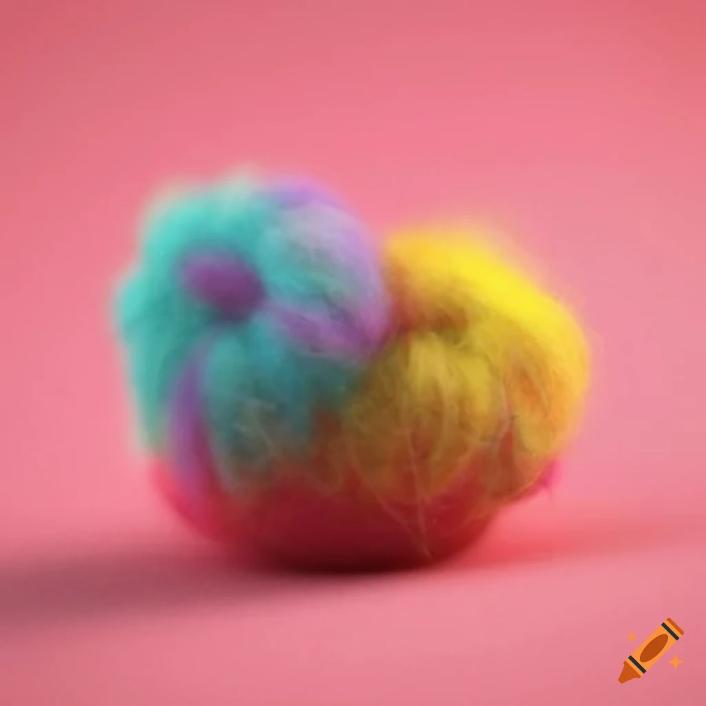 Tiny cute 3D felt fiber toy, made from felt fibers, a 3D render, made ...