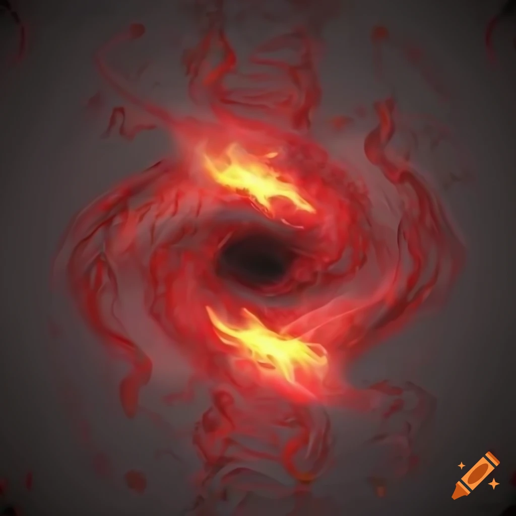 Glowing red fire whirl black background in 3d