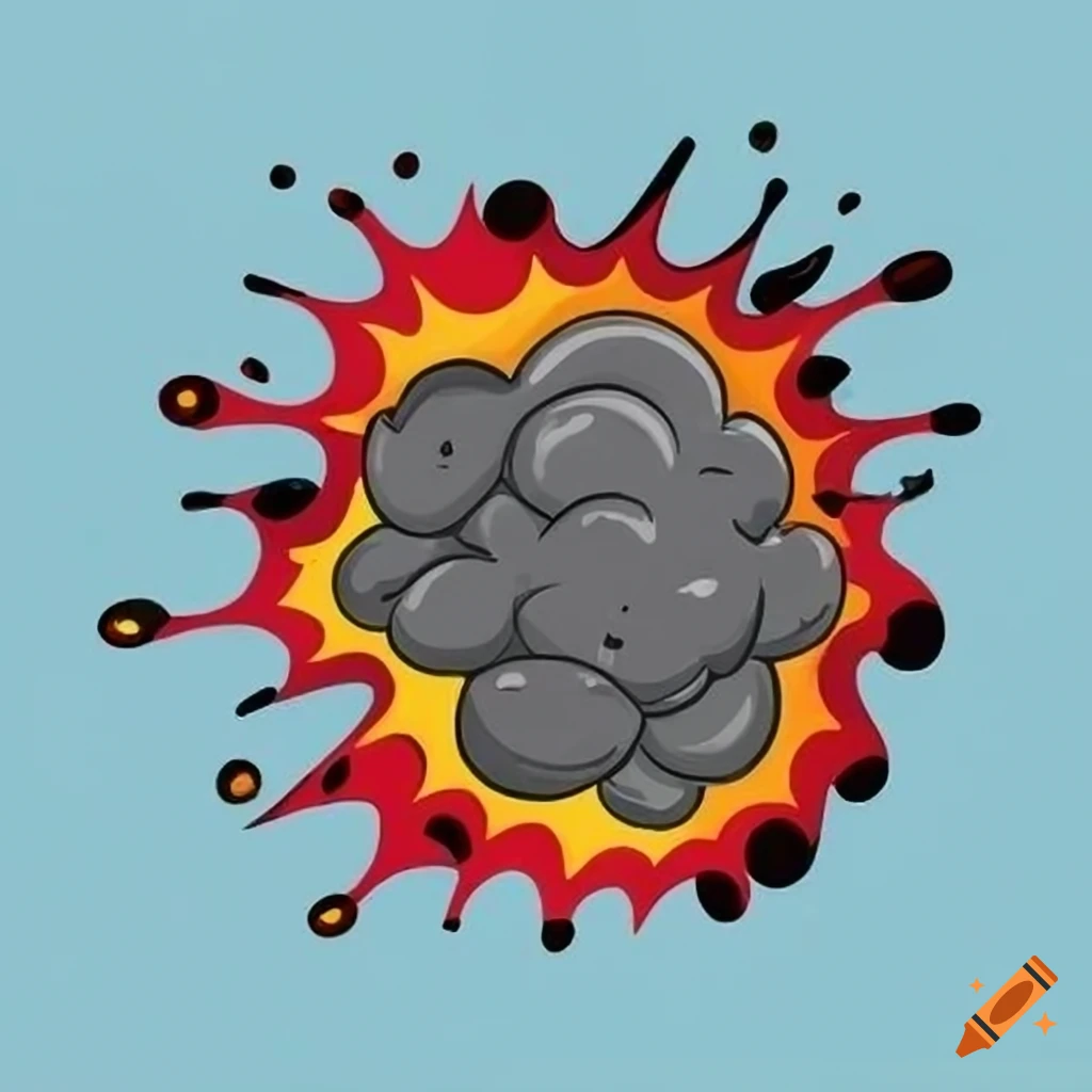 Doodle a cartoon explosion, simplified, as t-shirt motive