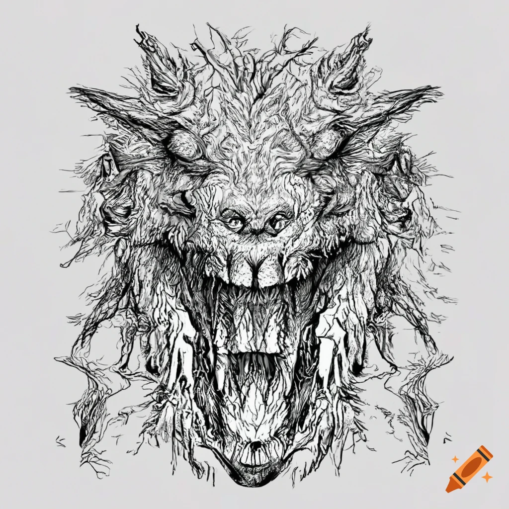 Beast in style of magic the gathering in forest