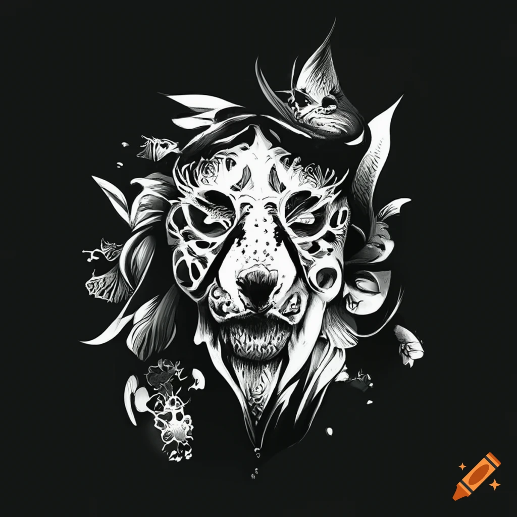 Simple black and white tattoo designs vector on Craiyon