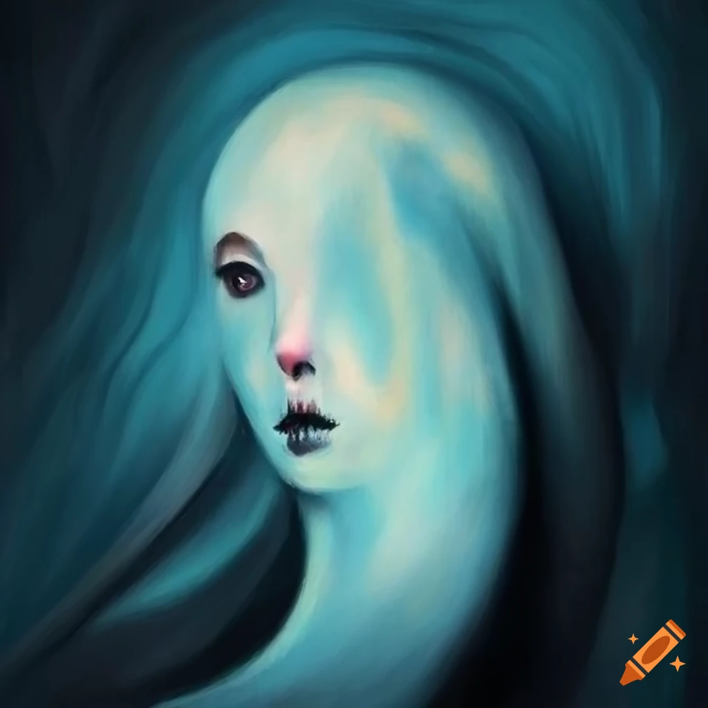 A hauntingly beautiful abstract ghost painting in soft pastel hues on ...