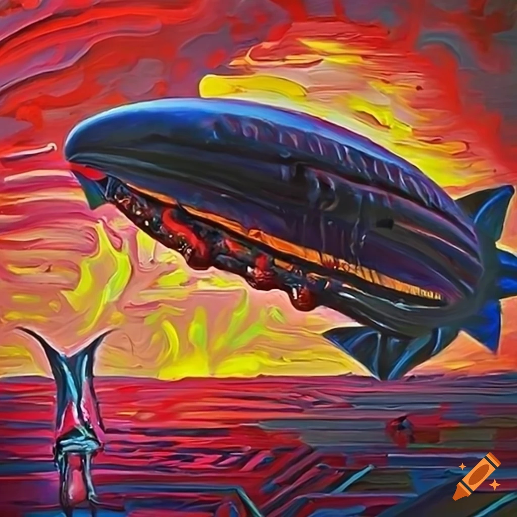 Create an oil painting that captures the essence of the Led Zeppelin ...