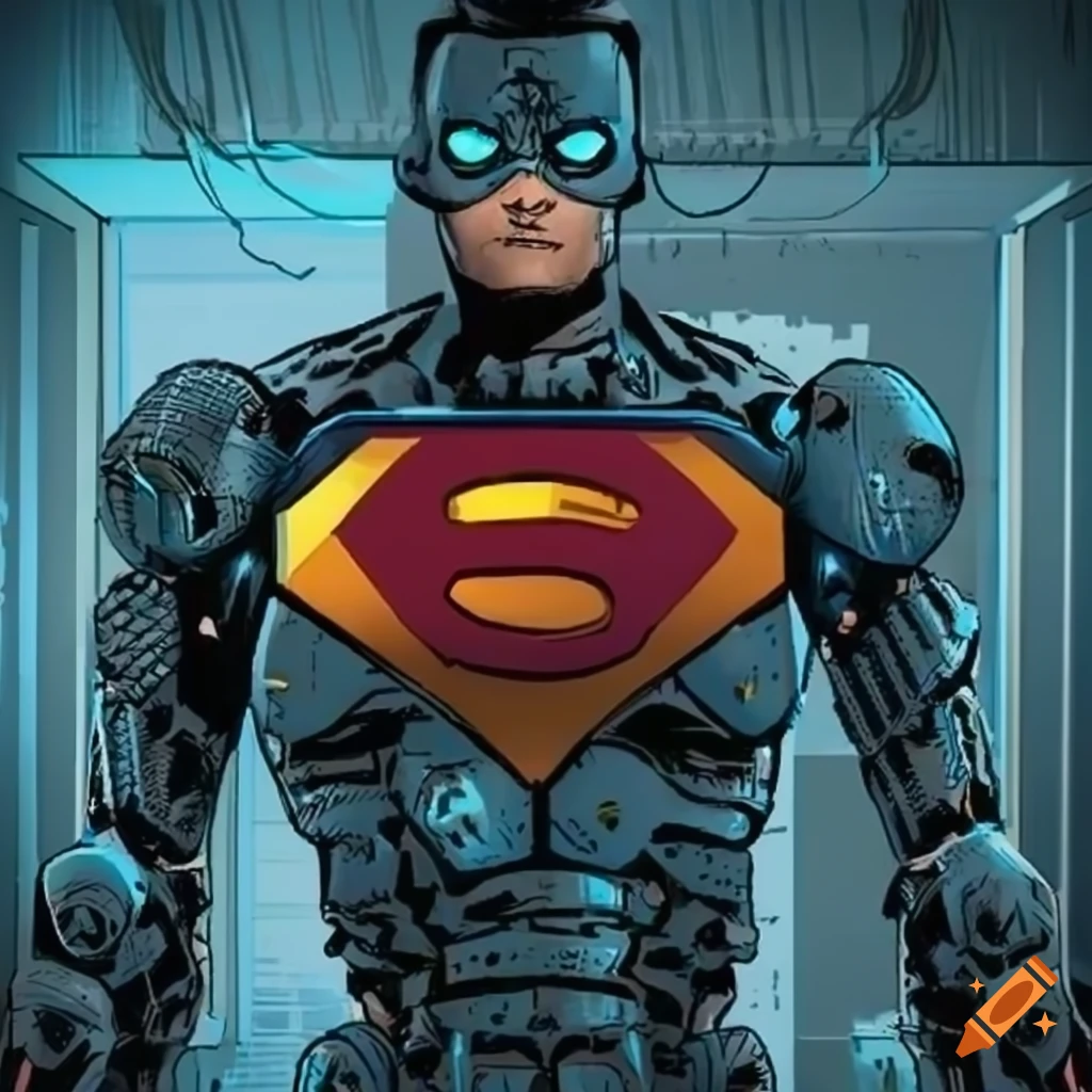 A comic book cover of a course hero for Artificial Intelligence in manufacturing on Craiyon