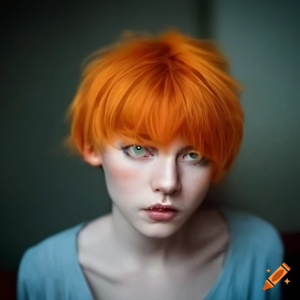 Femboy, yellow eyes, orange hair