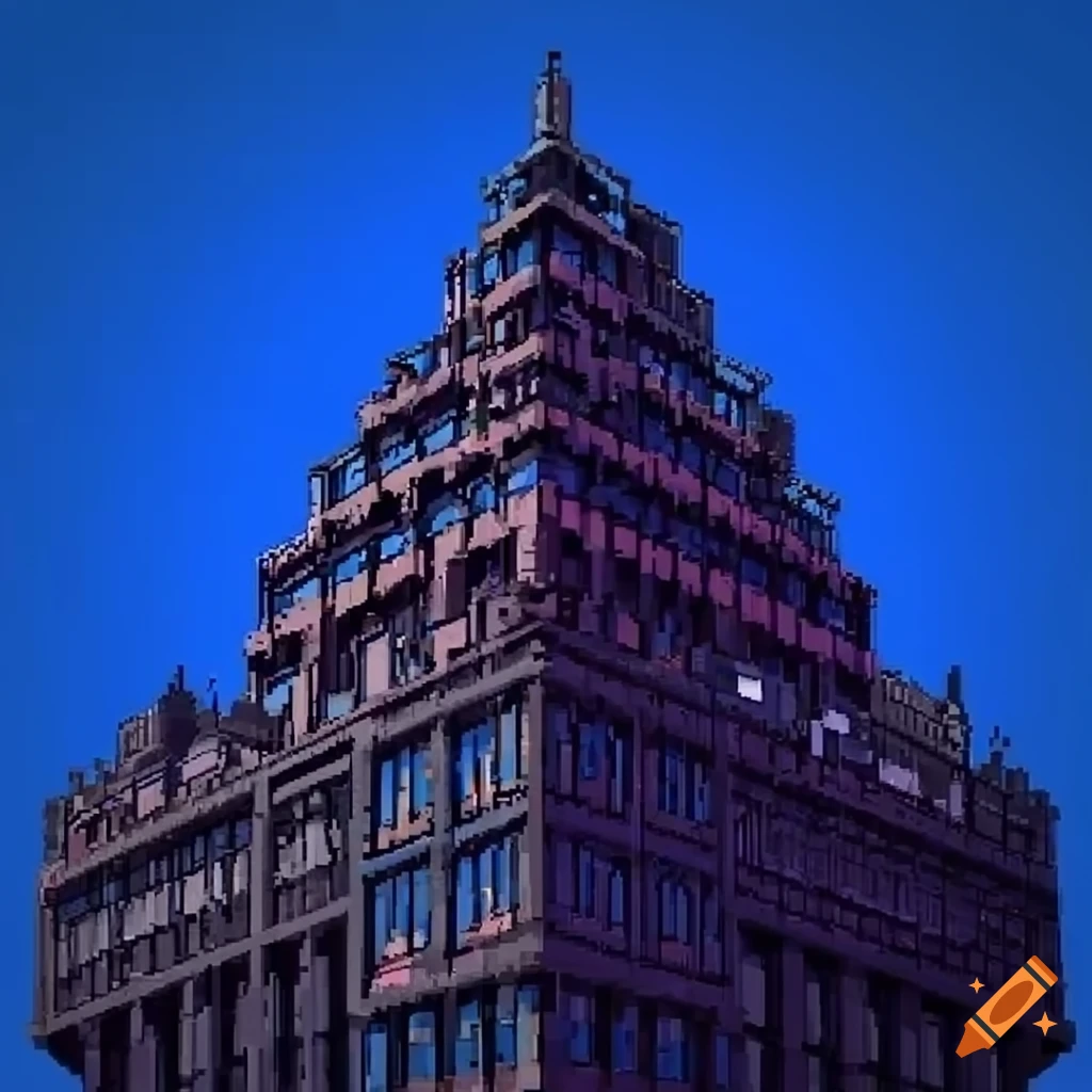 Detailed pixel building on Craiyon