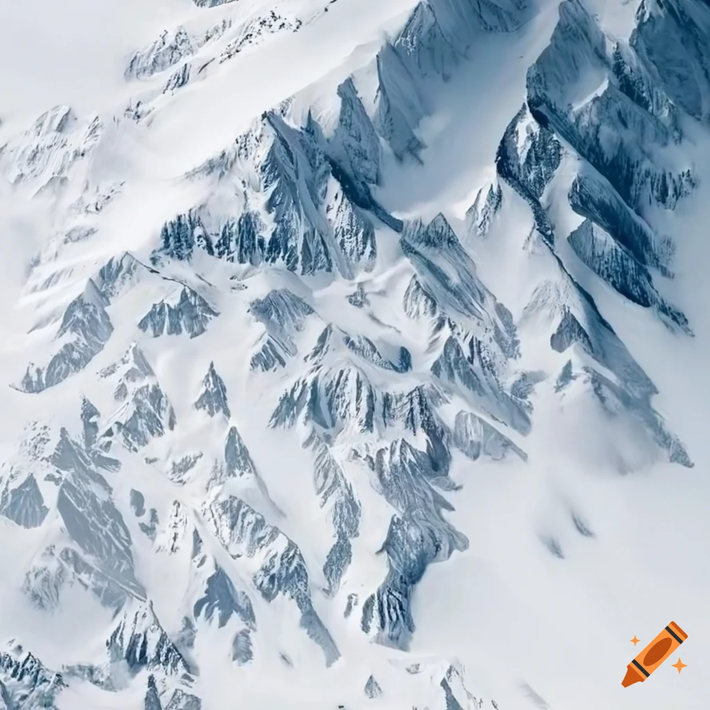 Map of a snowy mountainous area with a view from above
