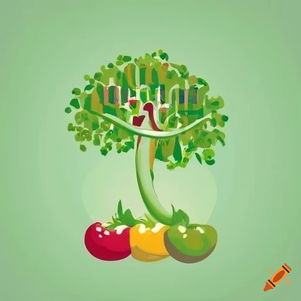 Clean logo design with colorful vegetables and tree for gardening ...