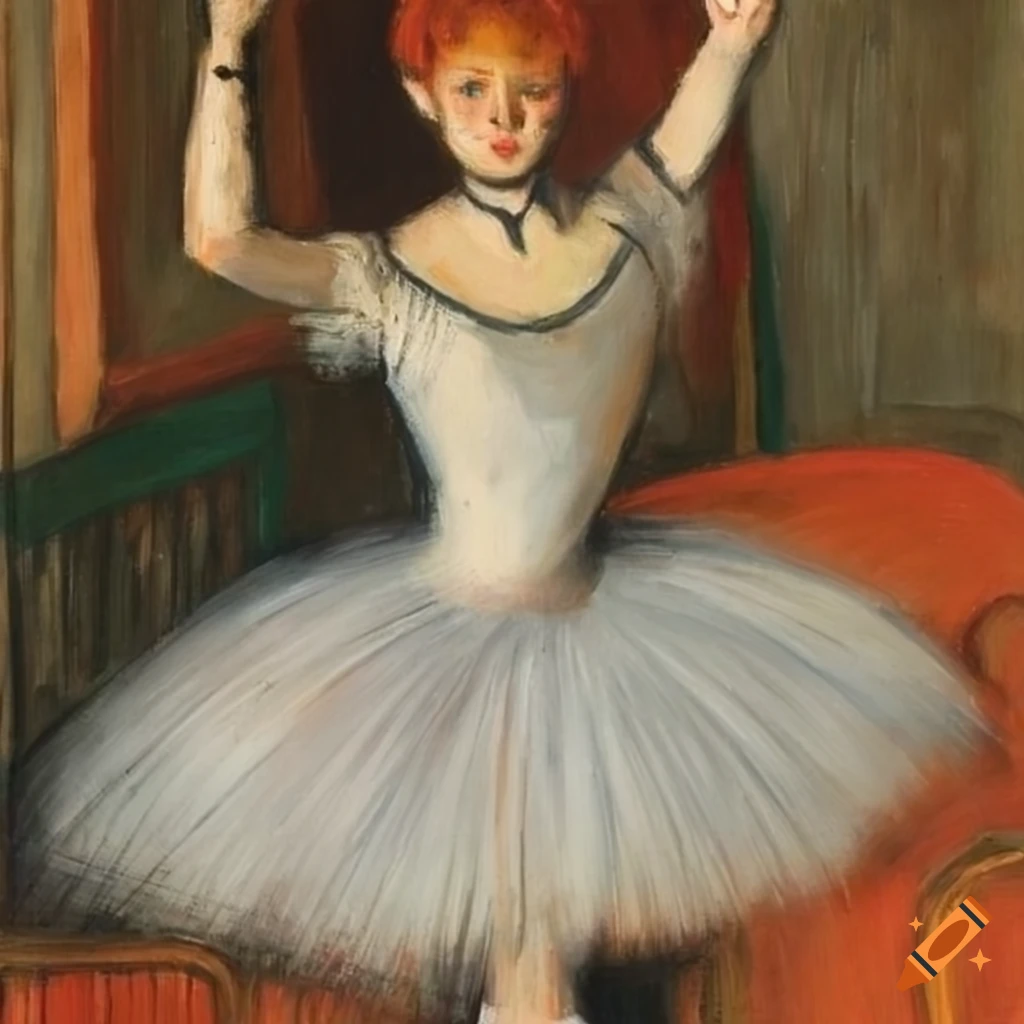 Degas painting of a red haired ballerina