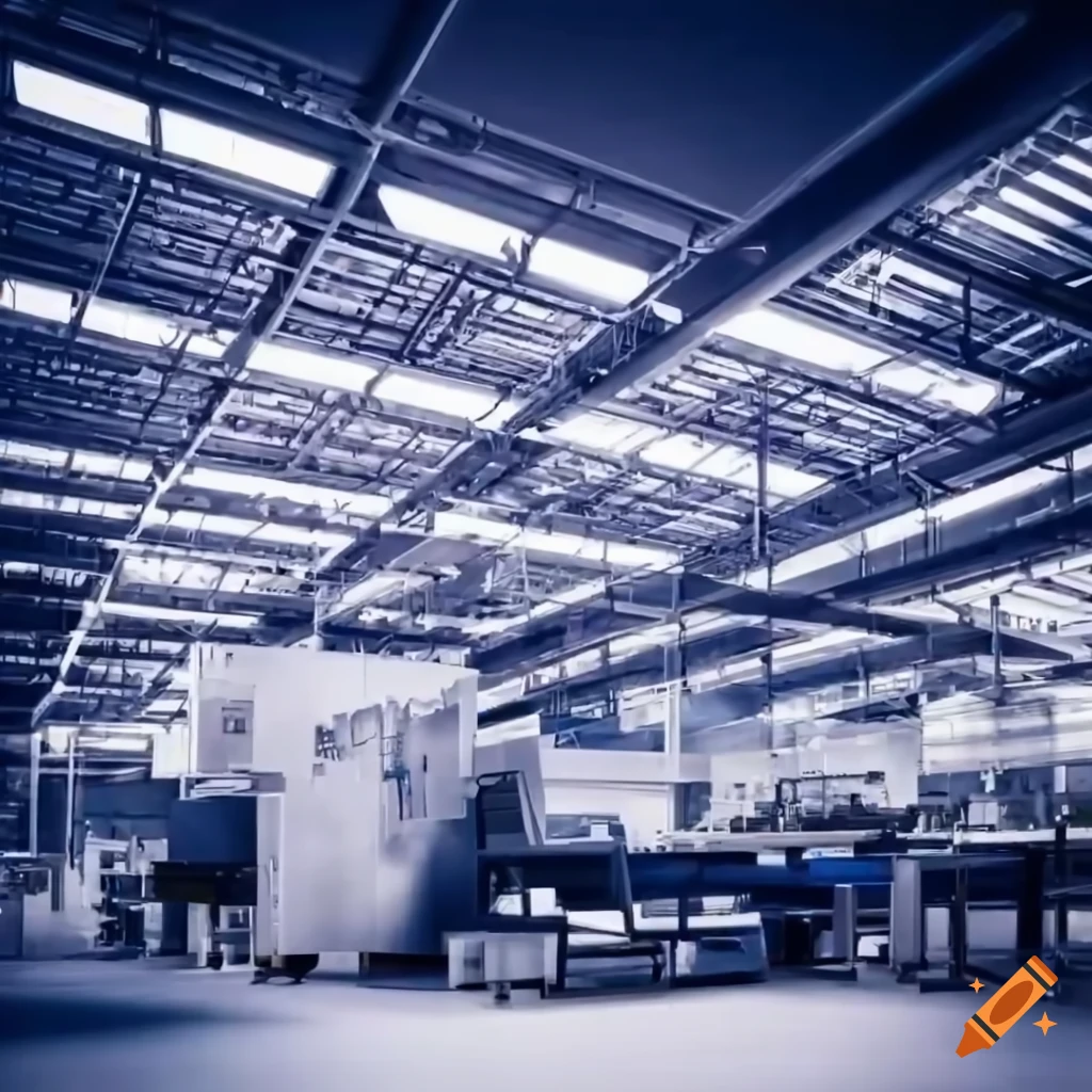 Impeccable organization workplace inside a modern factory, indoor ...