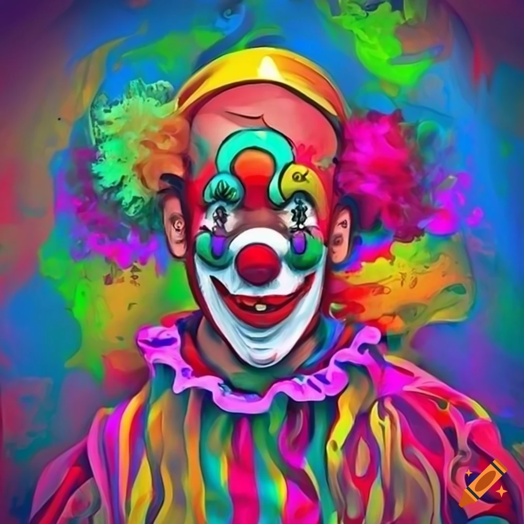 Colorful abstract artwork of a clown pirate