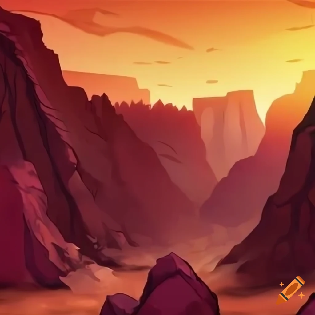 Anime style dry canyon background on Craiyon