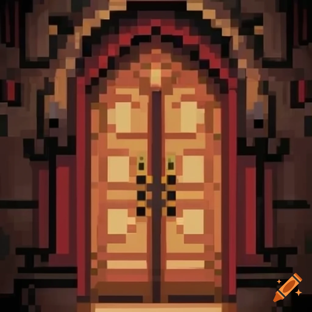 Pixelated castle door